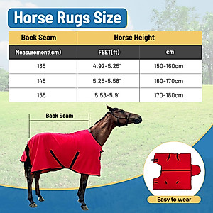Polar Fleece Cooler Horse Fleeces,Horse Cooler & Fleece Blankets for Horses，Horse Exercise Sheet，Horse Care Blanket (Red, EU 135 cm - US 72 in)