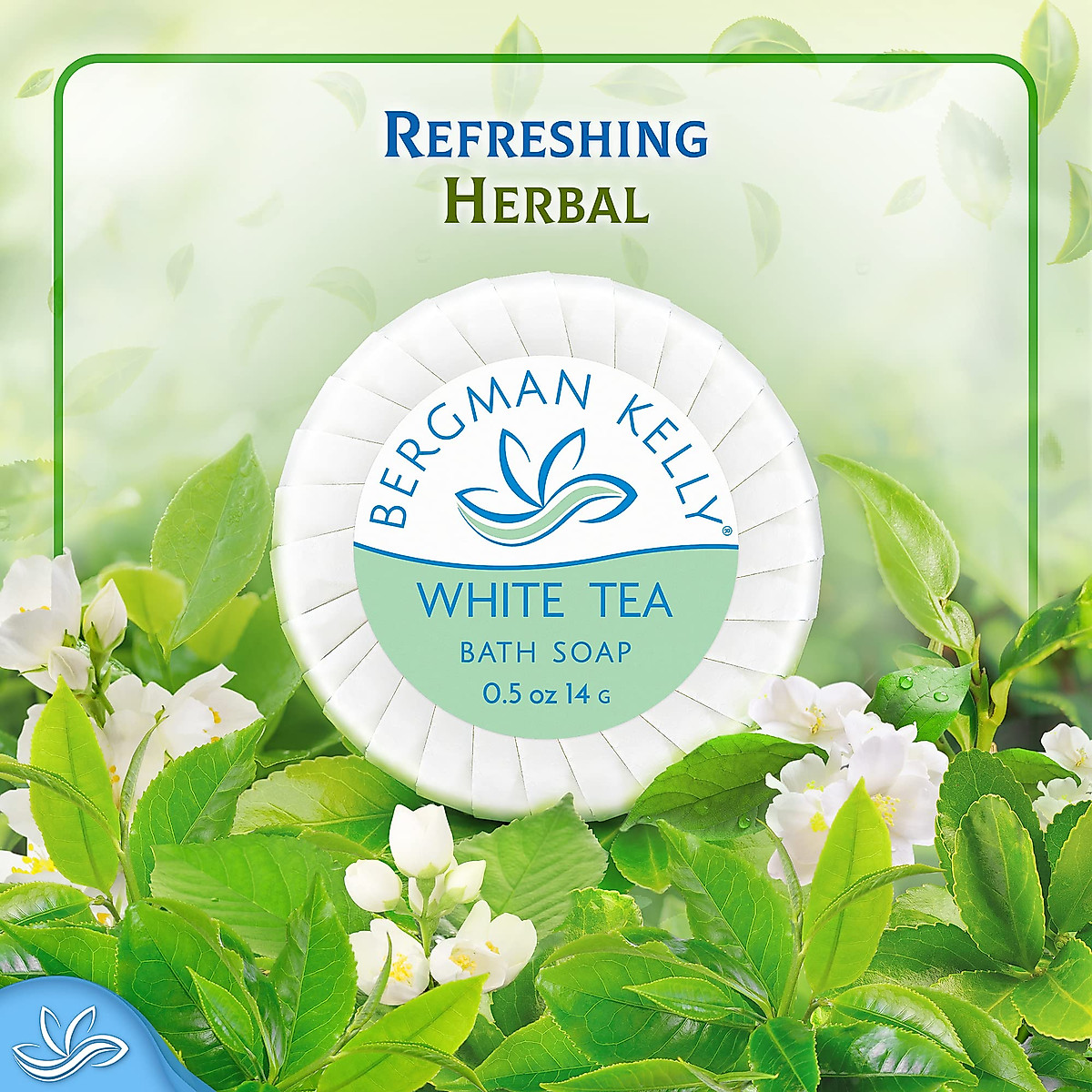 BERGMAN KELLY Round Hotel Soap Bars, Shampoo & Conditioner 3-Piece Set (0.5 oz each, 150 pc, White Tea), Delight Your Guests with Revitalizing & Refreshing Mini Travel Toiletries & Bulk Amenities