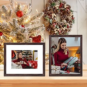 BSRHOME 11x14 Picture Frame Set of 2, Display Pictures 8x10 with Mat or 11x14 Without Mat for Tabletop Display and Wall Mounting, Distressed Brown