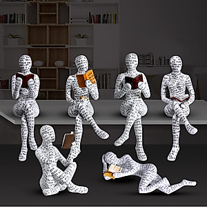 BEY-DMLS Reading Lady Statue, Lady Statue Decorative Female Figurine Thinker Statue Aesthetic Sculpture Room Decor, Bookshelf Desk Home Living Room Bedroom Decor Modern Abstract Decor (F)