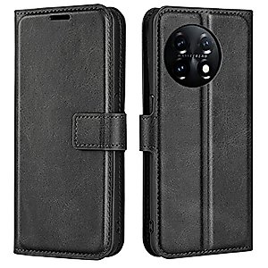 Kezaizhe Flip Case for OnePlus 11 Wallet PU Leather Magnetic Protective Cellphone Case for One Plus 11 Folio Book Cover with Stand (Black)
