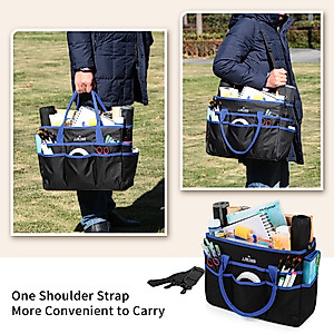 JJRING Large Multi-Functional Carrying Bag, 600D Nylon Artist Tote Bag with 16 Pockets Caddy for Art, Craft, Sewing, Make-up or School, Medical, Office Supplies Organizer, Blue