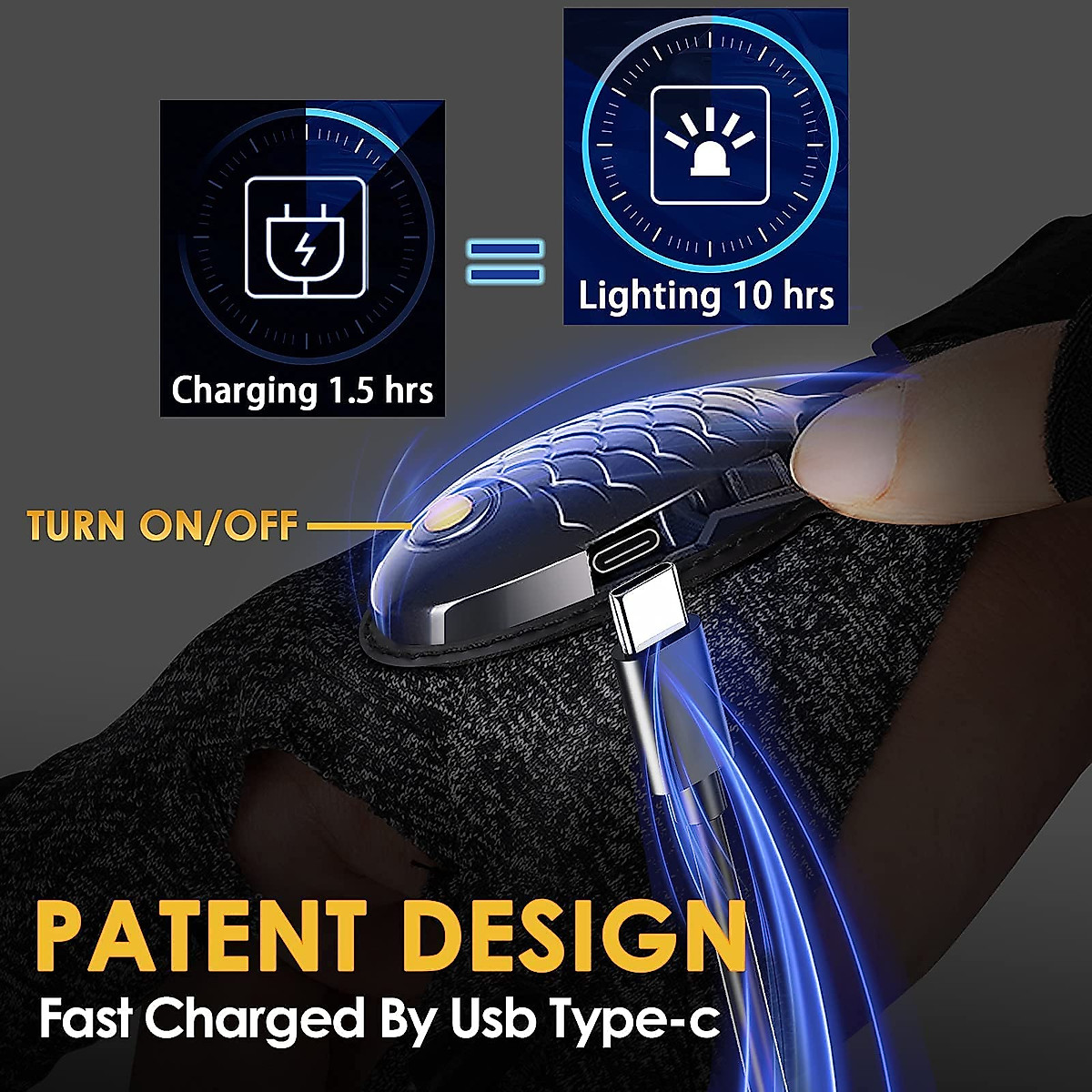 Stocking Stuffers for Men Gifts Christmas LED Flashlight Waterproof Gloves - Rechargeable Flashlight Gloves Birthday Gifts for Dad Adults Women Cool Gadgets Fishing Camping Tools Gloves with Lights