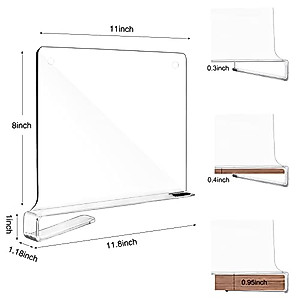Fixwal 6pcs Clear Acrylic Shelf Dividers for Organization, Closets Shelf and Closet Separator for Bedroom, Kitchen and Office Shelves