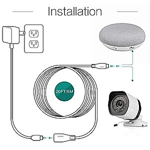 TUSITA Micro USB Power Extension Cable (20ft 6M) - Male to Female Extender Cord Replacement for Blink XT2 Outdoor Indoor Home,Ring Stick Up Solar Panel,Arlo Pro,Zmodo - Security Camera Accessories
