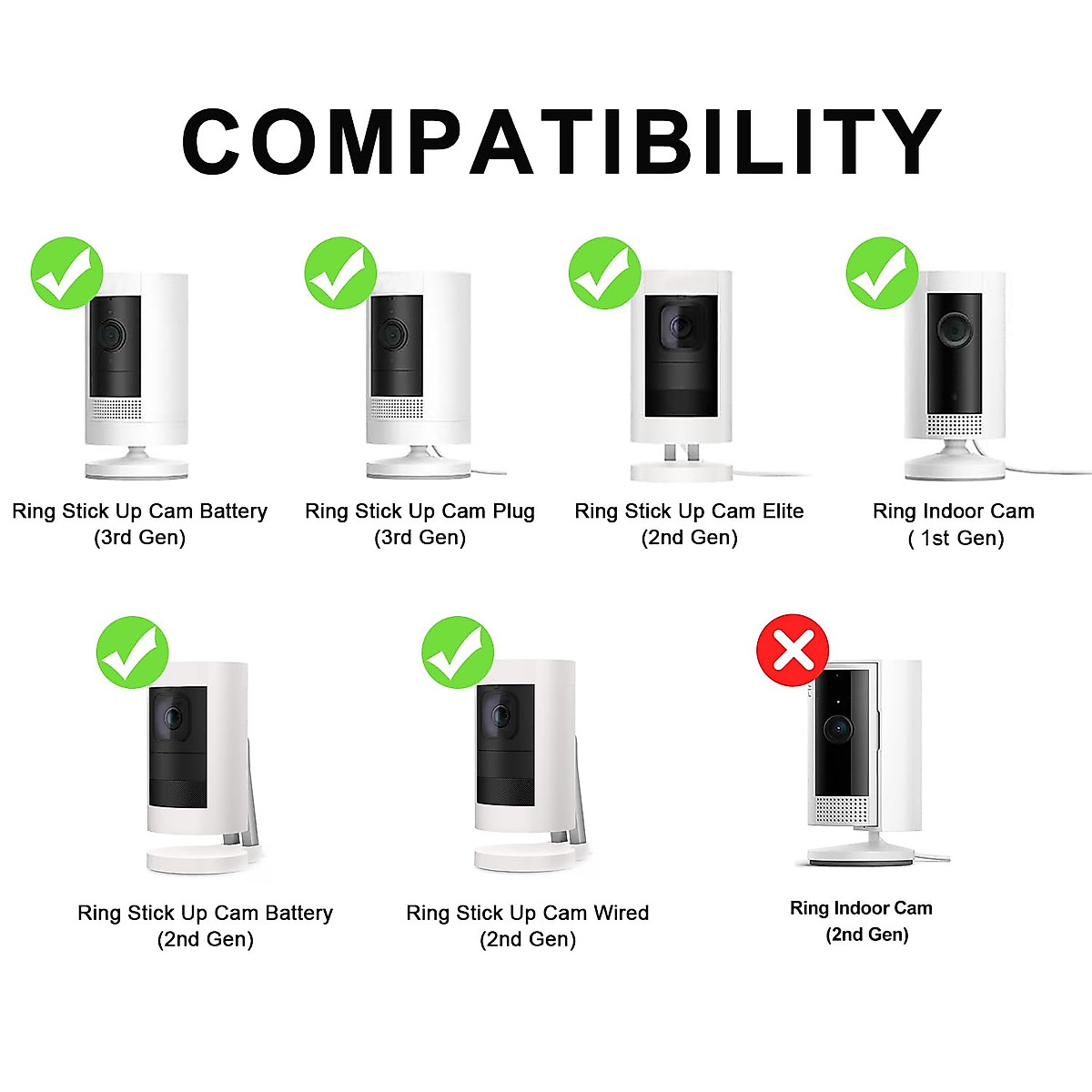 3 Pack BFYTN Wall Mount Compatible with Stick Up Cam Wired/Battery and Indoor Cam HD (1st Gen) Security Camera,360 Degree Adjustable Mounting Bracket (White)