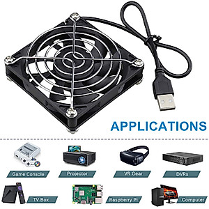 GDSTIME USB Connector 80mm x 80mm x 15mm DC 5V Power 3 Inch Brushless Cooling Fan