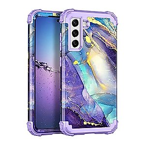 Rancase for Galaxy S21 FE 5G Case,Three Layer Heavy Duty Shockproof Protection Hard Plastic Bumper +Soft Silicone Rubber Protective Case for Samsung Galaxy S21 FE 5G,Purple