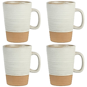 Gibson Elite 4 Pack Dreamweaver Terracotta Reactive 17 OZ Mug Set - Sand Cream