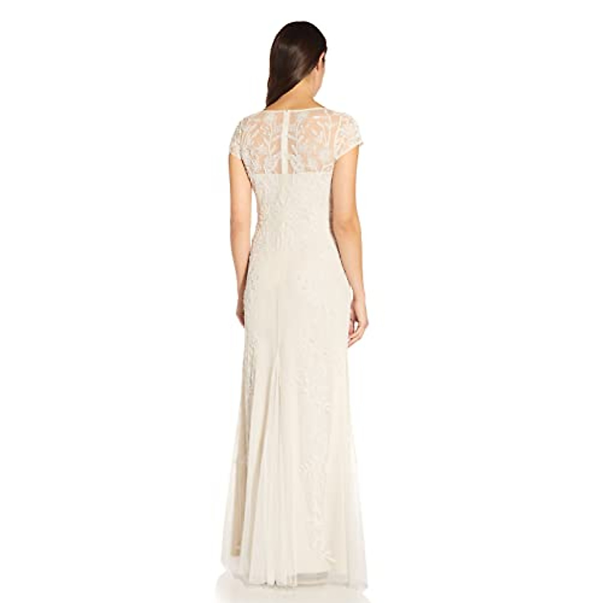 Adrianna Papell Women's Long Beaded Dress, Ivory, 8