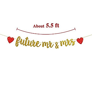 Aonbon Gold Glitter Future Mr & Mrs Banner, Wedding Banner, Wedding/Engagement/Bridal Shower Party Decoratoions