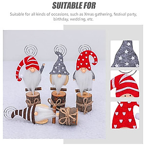 FOMIYES Christmas Decor 6pcs Christmas Gnomes Photo Holders, Christmas Table Number Place Holders, Wooden Base Name Cards Stands, Notepads Stand for Christmas Party Favors Wood Decor