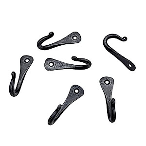 Hand Forged Metal Wall Hook Set of 6 Pcs Wrought Iron Wall Mounted Coat Hook Blacksmith Metal Wall Hook Rack Handmade Rustic Wall Hook Classic Look Black Antique Finish Wall Hooks by Living Ideas