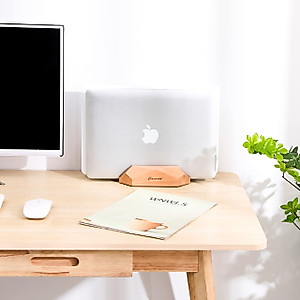 SINORHEMA Vertical Laptop Stand 2 Slots for Computer Desk Monitor Stand Double MacBook Holder and Dock Compatible with All MacBook Pro Air iPad Surfaces Beech