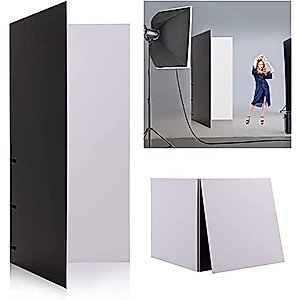 BEIYANG Photography Foldable Reflector Backdrop, 78.7x78.7inch 2 in 1 Background Cardboard, Double Sided Black/White Light Diffuser Board Photo Background
