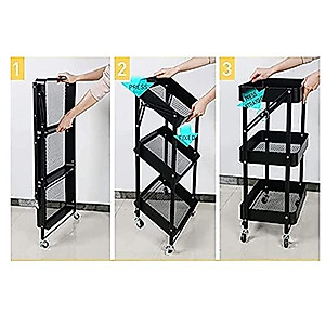 ATAAY Shopping Cart,Slide Out Storage Wheel, Metal Rolling Car Utility, Office, Kitchen, Bedroom, Bathroom, Laundry Multi-Function Organizer Rack/Light Blue