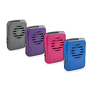 O2COOL Deluxe Personal Necklace Fan | Hands- Free, Battery Operated Wearable Mini Cooling Device for Beach, Sporting Events, Camping (4 Pack Random Colors)