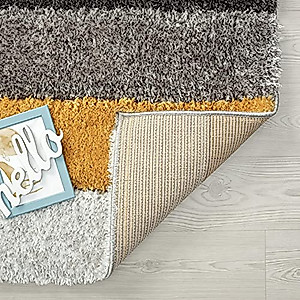 LUXE WEAVERS Lantanas Yellow 8x10 Shag Geometric Area Rug, Modern, Stain Resistant, Plush Indoor Rugs