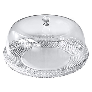 Amazing Abby - Kate - 12-Inch Acrylic Cake Plate with Dome, Plastic Cake Stand with Cover, Serving Platter with Lid, BPA-Free and Shatter-Proof, Perfect for Display, Party, Entertaining, and More
