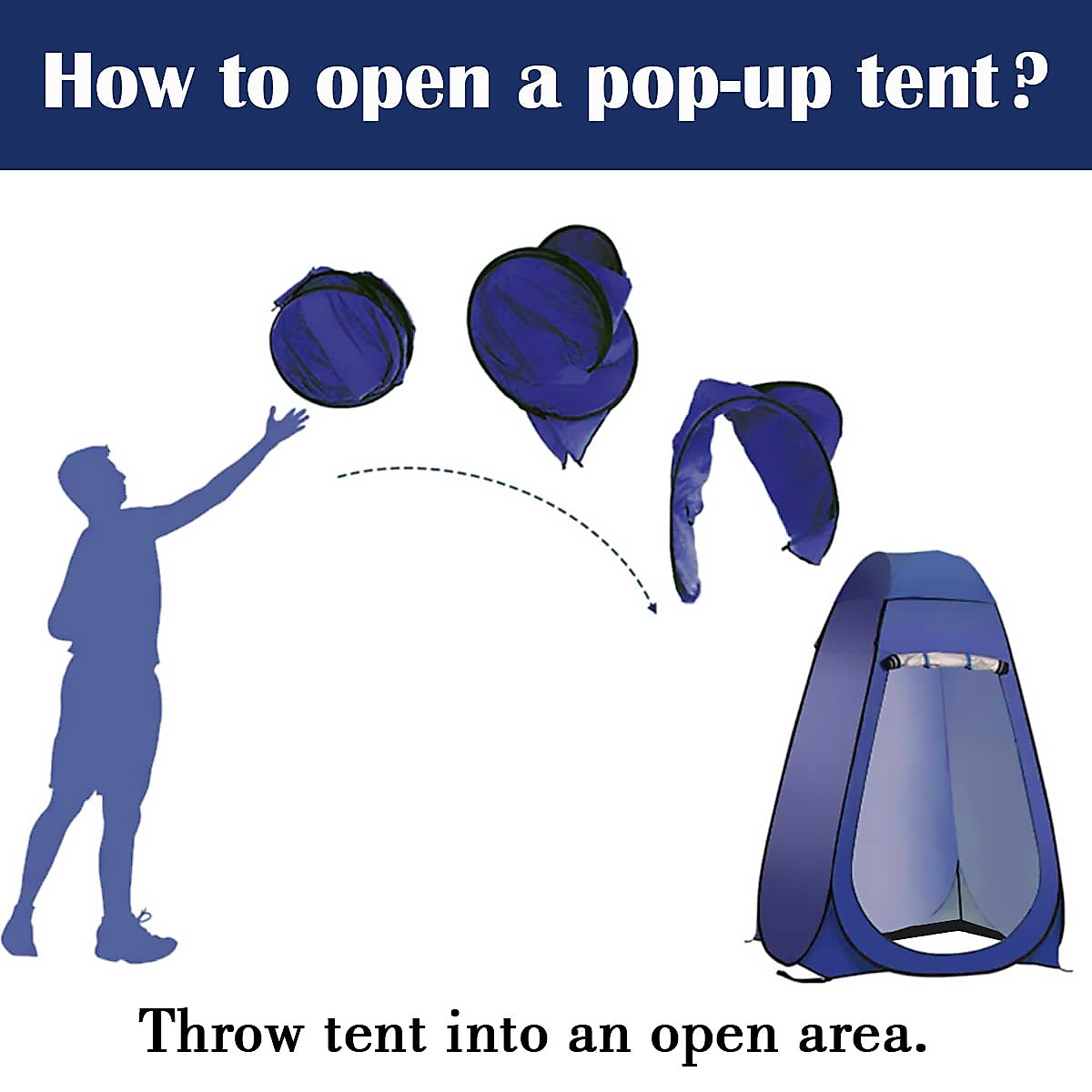 Petgin Pop Up Tent Upgrade Privacy Shower Tent Portable Outdoor Sun Shelter for Toilet Camping Biking Beach-Blue