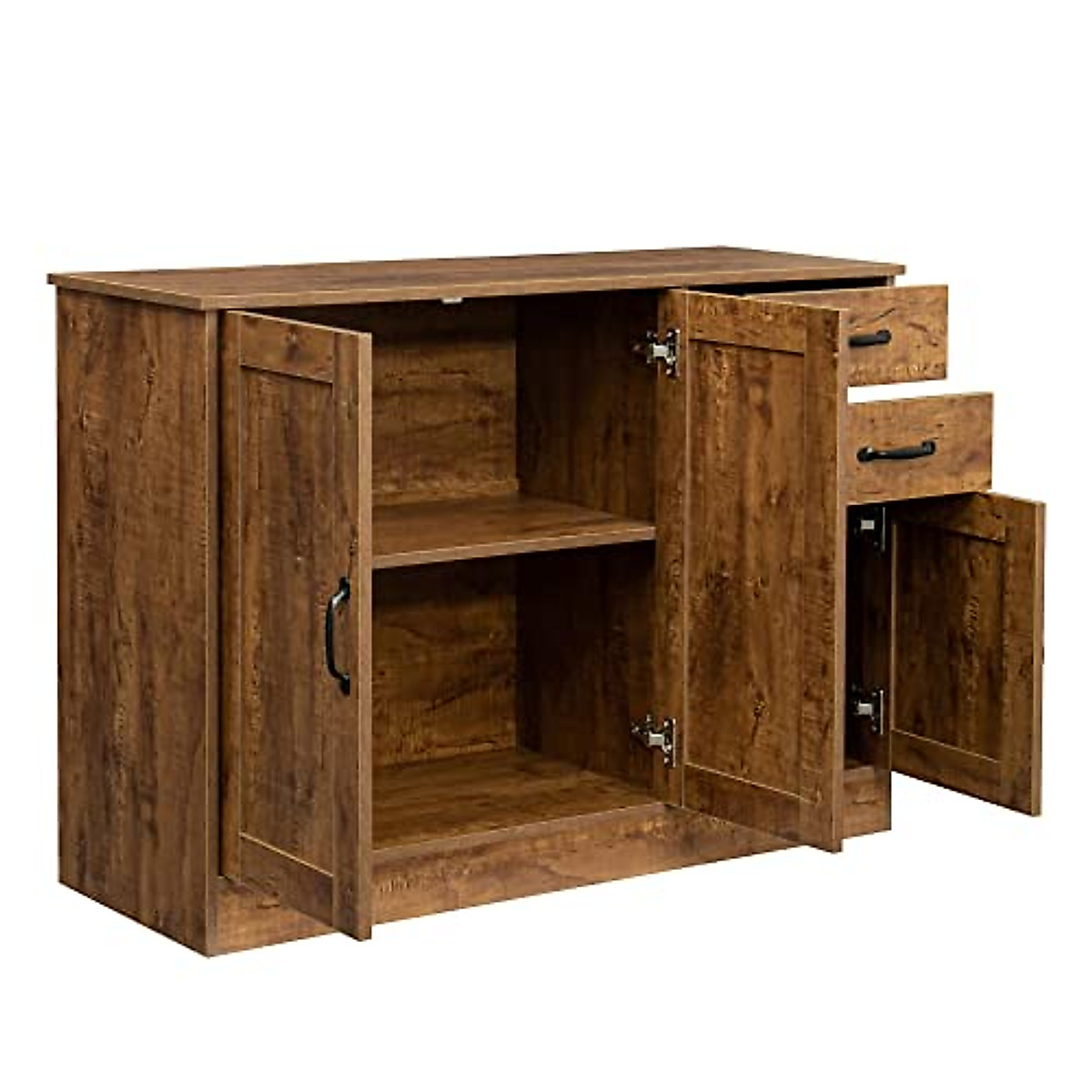 Boloni Farmhouse Buffet Cabinet, Sideboard Bar Storage with 3 Doors, 2 Drawers, Adjustable Shelve, Credenza Console Table for Entryway, Living Room, Dining Room, Kitchen, Walnut