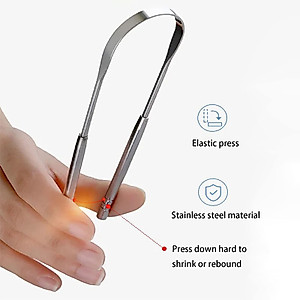 Yiwafu 2 Pack Tongue Scraper,Stainless Steel Tongue Cleaners,Tongue Scraper for Adults, Reduce Bad Breath and Fresh Breath(Silver)