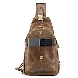 Handmade World Genuine Leather Sling Bag for Men Chest Shoulder Crossbody Travel Hiking Backpack Vintage Handmade Daypack