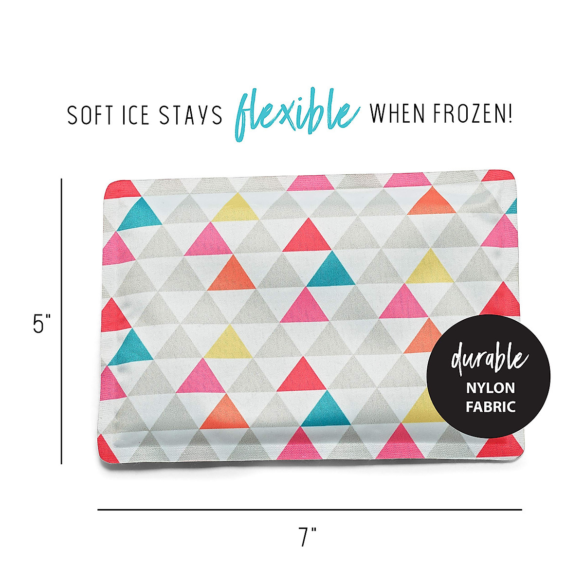 Cool Coolers by Fit & Fresh 2 Pack Soft Ice, Flexible Stretch Nylon Reusable Ice Packs for Lunch Boxes & Coolers, Multi-Colored