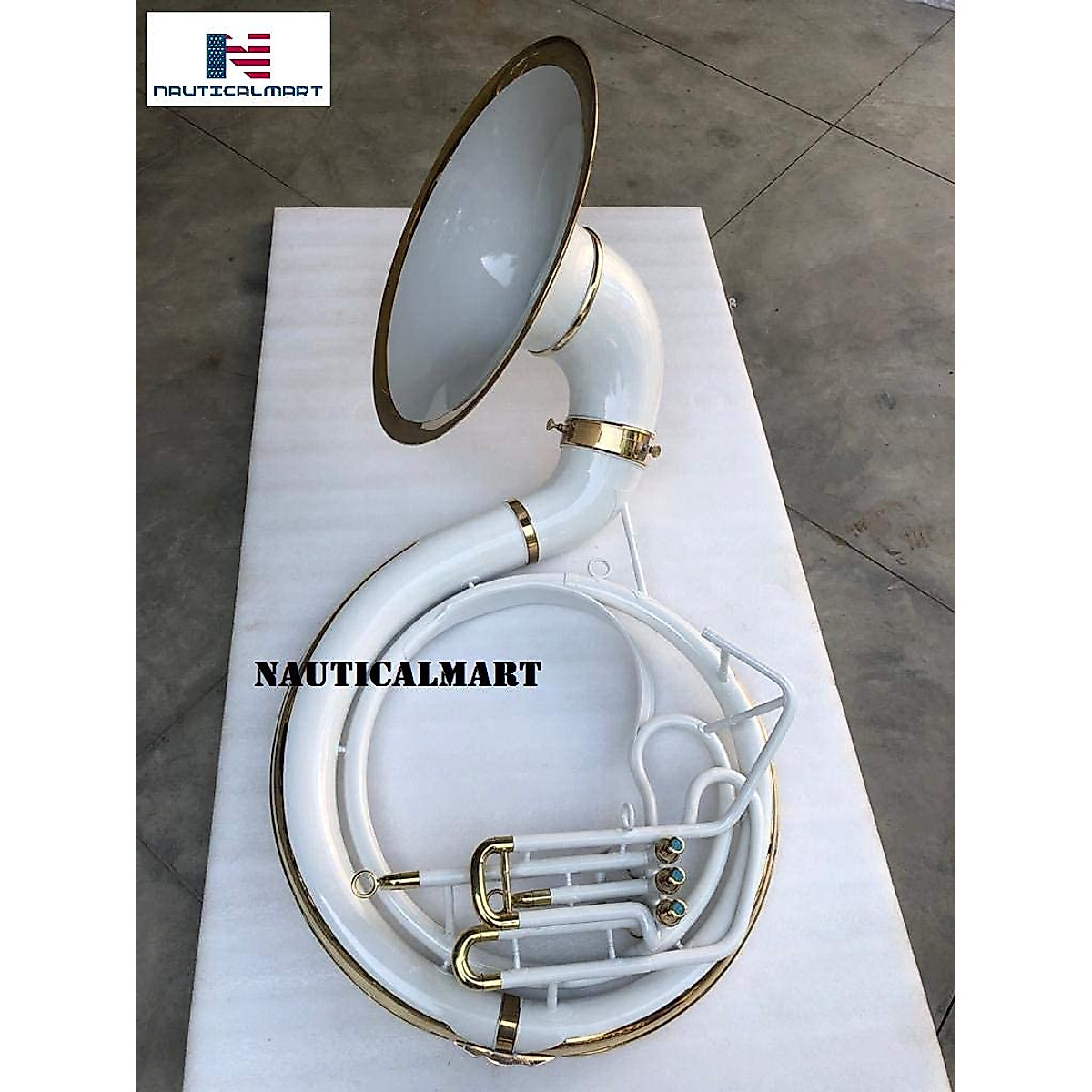 Brass Sousaphone Bb Big Bell Tubas White Brass Made King Size Tuba Mouth Piece with Carry Bag 25" Handmade Musical Instrument Gift