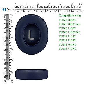 Geekria QuickFit Replacement Ear Pads for JBL Tune 700BT, Tune 750BTNC, Tune 710BT, Tune 720BT, Tune 760NC, Tune 770NC Wireless Over-Ear Headphones Ear Cushions,Ear Cups Cover Repair Parts (Blue)