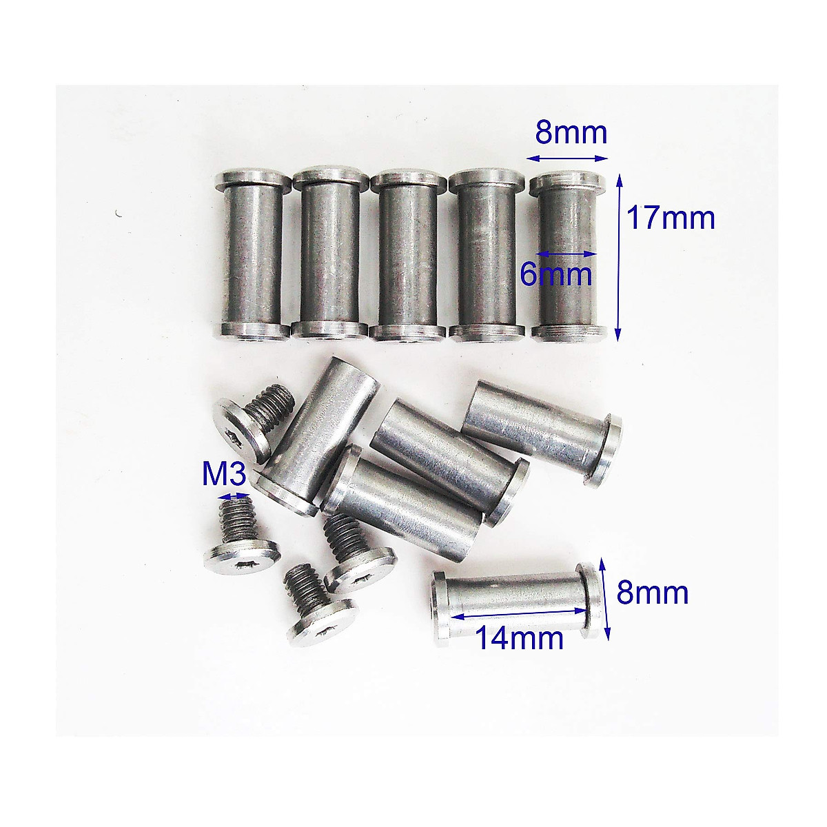 AOHOCA Pocket Knife Pivot Pin,Folding Knives Screw and Bolts,EDC Knifemakers Corby Fasteners Rivets,DIY Knife Handle Studs,Pack of 10 (0.236")