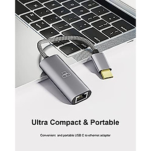 USB C to Ethernet Adapter, 1Gbps USB-C to RJ45 LAN Adapter, Type-C to Ethernet Adapter [Thunderbolt 3 Compatible] Compatible with MacBook and Windows Laptop