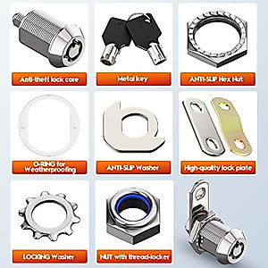 MKING Locks Tubular Cam Lock,RV Storage Lock,Cabinet Locks, Keyed Alike Removable Key (7/8 Inch 90°, Chrome Pack of 4)