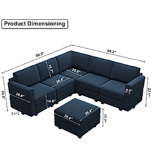 Belffin Modular Sectional Sofa with Storage Seats Velvet L Shaped Corner Couch Convertible Sectional Sofa with Chaise (Blue, L Shape-1)…