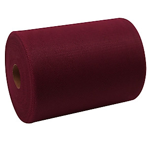 Burgundy Tulle Fabric Rolls 6 Inch by 200 Yards (600 feet) Fabric Spool Tulle Ribbon for DIY Burgundy Tutu Bow Baby Shower Birthday Party Wedding Decorations Craft Supplies