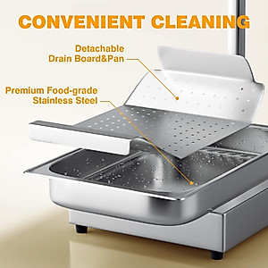 PYY French Fry Warmer Food Warmer - Fries Countertop Food Heat Lamp for Chips Commercial Heat Light Free-Standing Warming Dump Station Churros Fried Food