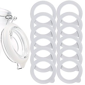 LUTER 12Pcs Silicone Jar Gaskets Replacement, Leak Proof Silicone Gasket Airtight Seals Rings for Mason Jar Lid, Regular Wide Mouth Glass Jars (White)