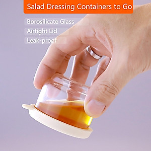 Matifaner Salad Dressing Container To Go, 2.7 oz Glass Small Condiment Container with Lids, Dipping Sauce Cups for Lunch Box, Leakproof Reusable Sauce Containers, Salad Jars Meal Prep (2.7oz×2pcs)