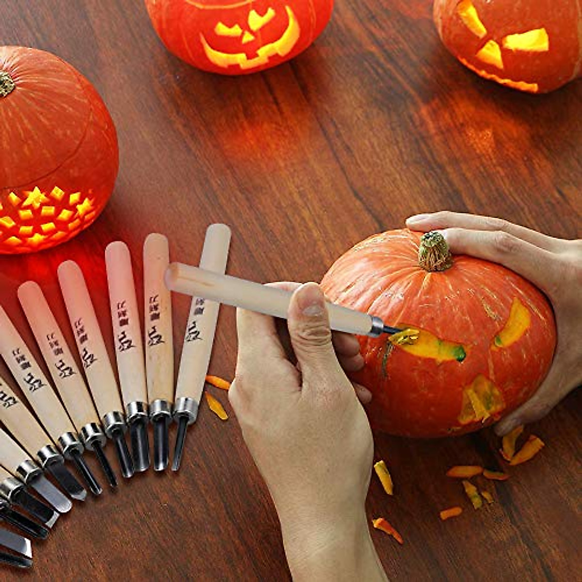 WAYCOM 24PCS Wood Knife Kit Set Wood Carving Kit,Professional Chisel Set, including Small, Middle, Large size (24PCS)