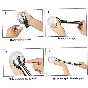 Bumper Solar Garden Stake Lights Cracked Glass Ball Dual LED Lamp with Colorful Light 4PCS Home and Garden