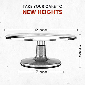 12 Inch Aluminum Alloy Revolving Cake Stand, Cake Turntable for Decorating Rotating Cake Stand for Cupcakes, Pastries and Cake Decorations
