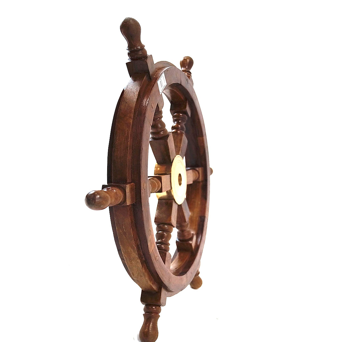 Nautical Specials SH 8763-VC Nautical Sheesham Wood Ship Wheel with Brass Center Home Decoration Gifts (24")