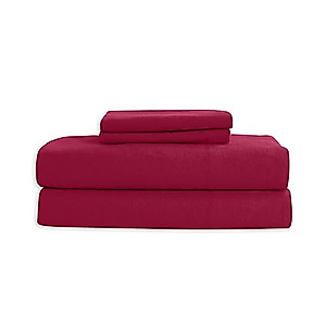 Elegant Comfort Soft 4-Piece 100% Turkish Cotton Flannel Sheet Set - Premium Quality, Deep Pocket Fitted Sheet, Ultra Soft, Cozy Warm Flannel Sheets - Full, Burgundy