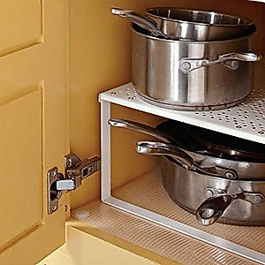 BGT Skab Kitchen Cabinet Organizer Plates, Pots and Pans Organizer Mug Holder Self - Standing Kitchen Storage & Spice Rack, Steel White