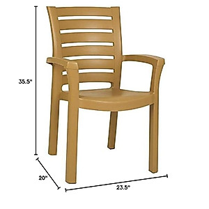 Compamia Marina Patio Dining Arm Chair in Teak Brown (Set of 2)