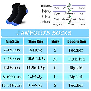 JAMEGIO 20 Pairs kids Low Cut Athletic Ankle Socks Little Boys Girls Ankle Cotton Socks Half Cushion Low Cut Socks(6-8 Years)