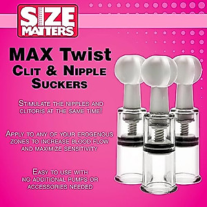 Size Matters Twist Up Nipple and Clitoris Suction Devices, Transparent, 3 Count (Pack of 1) (AC914)