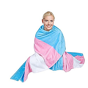 Transgender Pride Throw Blanket, Trans Pride Flag Blanket, Super-Soft Extra-Large Transgender Flag Blanket (50 in x 60 in) Warm and Cozy Throw for Bed, Couch or Sofa, Transgender Gifts, LGBTQIA+ Ally
