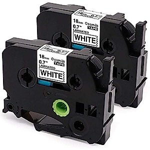 Tz Tape 18mm 0.7 Laminated White Replacement for TZe-241 TZe Ptouch Black on White Compatible with Brother P-Touch Label Maker Refills PTD400 PTD600, 3/4 Inch x 26.2 feet, 2 Pack