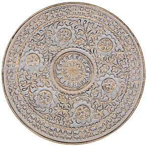 Northlight 21" Antique Gray Carved Floral Round Pedestal Side Table